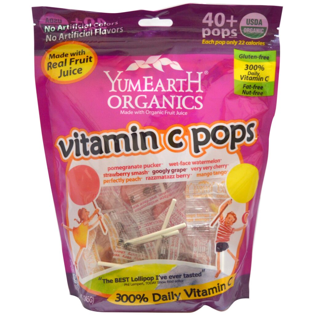 Yummy Earth Organic Vitamin C Lollipops- Over 40 Pops – Cornerstone For ...
